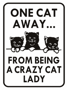 Cat - One cat away from being a crazy cat lady Funny aluminum sign ...