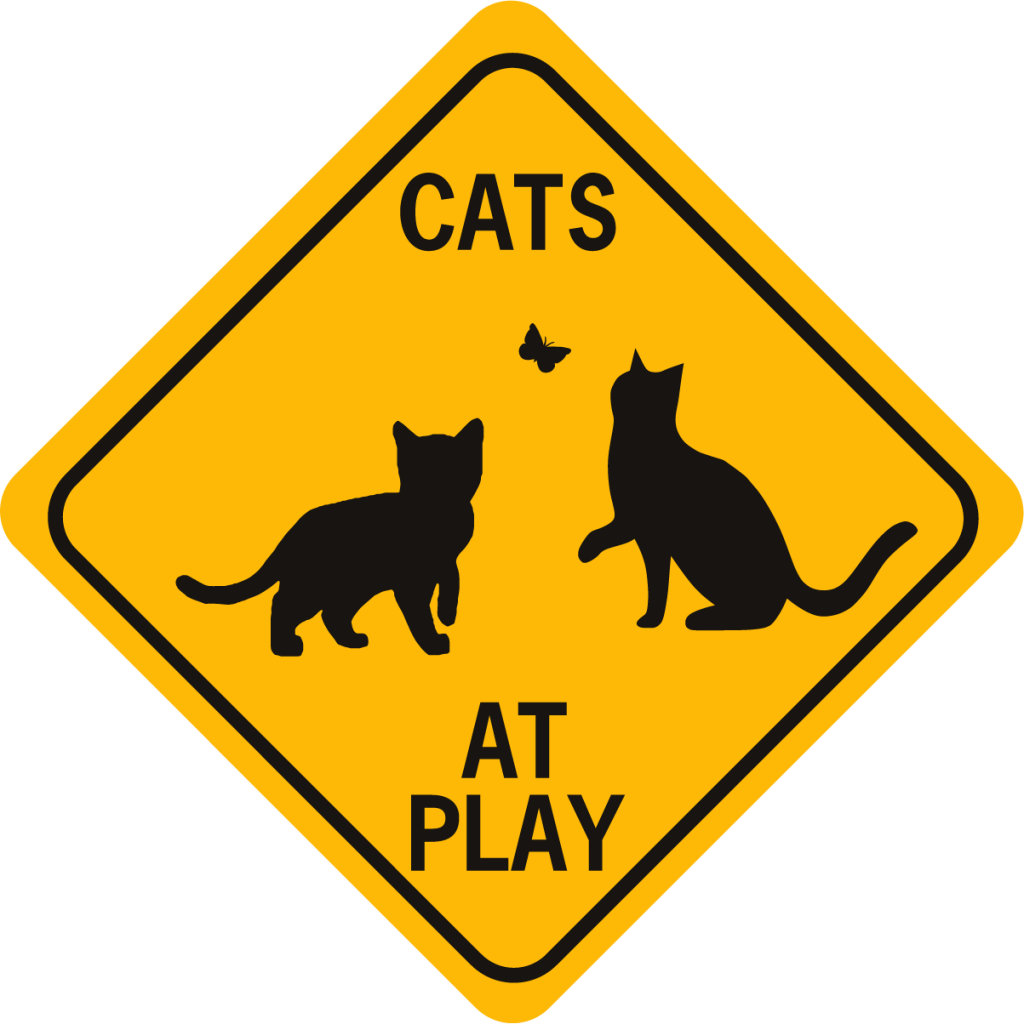 Cats at play funny aluminum sign - World Famous Sign Co.