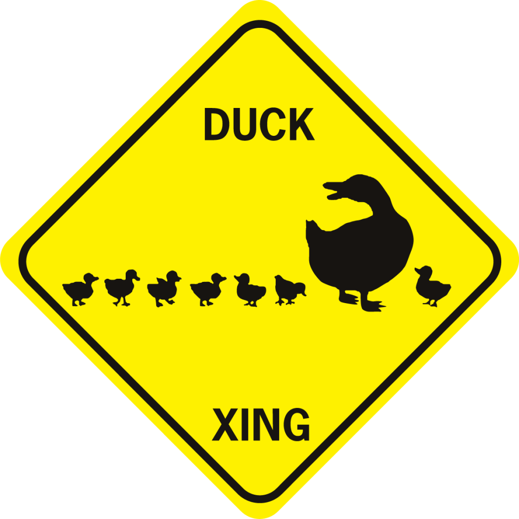 Duck and her duckings xing Funny aluminum sign - World Famous Sign Co.