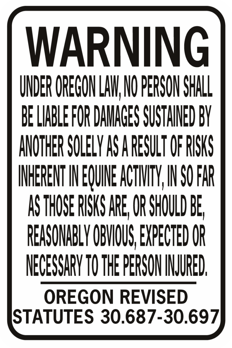 Horse Oregon ORS Equine Liability - World Famous Sign Co.